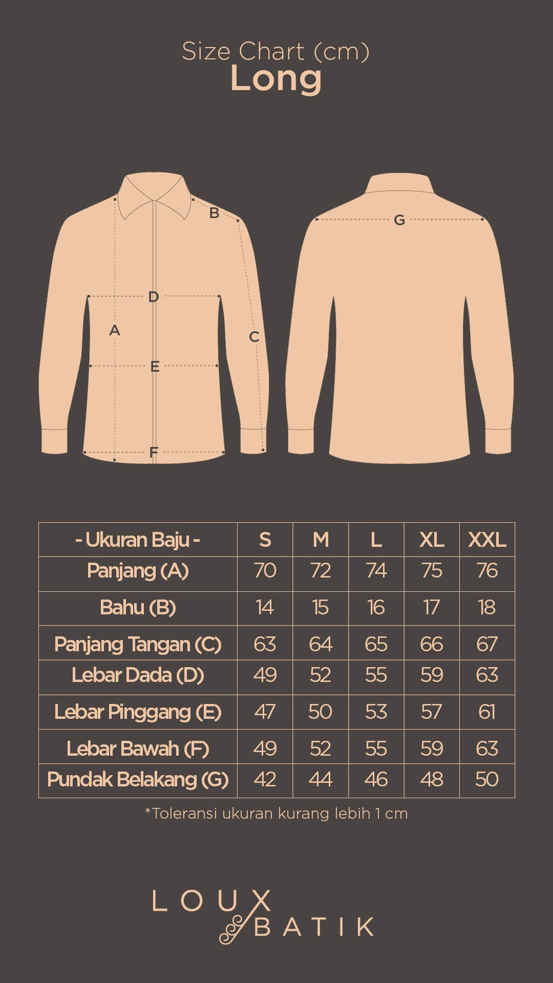 Size Chart - Loux Batik